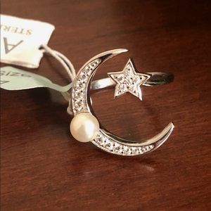 Ava Ro | Jewelry | Ava Ro 925 Silver Moon Star Cz Pearl Ring | Poshmark